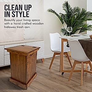 Peaceful Classics Wood Garbage Bin Cabinet - Wooden Trash Can w/Hidden Design, Stylish Kitchen Garbage Can, Amish Made Cabinet Hidden Trash Can, Handmade Waste Bin Cabinet Storage (Cherry)