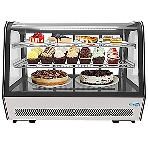 KoolMore - CDC-5C-BK 35" NSF Commercial Countertop Refrigerator Display Case Merchandiser with LED Lighting - 5.6 cu. ft, Black and Stainless Steel & SYBO SB-6000 Commercial Grade Soup Kettle, Black