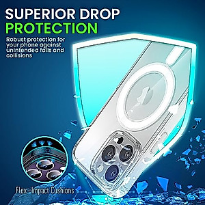 KFK Creation for iPhone 14 Pro Max Case, [3 in 1] 1X Clear Case [Not-Yellowing] with 1X Tempered Glass Screen Protector + 1X Camera Lens Protector, [Military-Grade Drop Protection] Phone Case 6.7 Inch