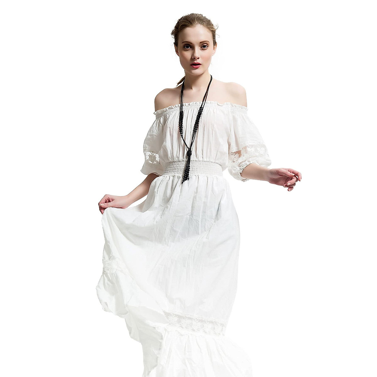 Vintage Style Charcoal Black Long Multitier Beaded Womens Necklace Jewelry (Long - 31")