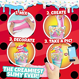 Miraculous Ladybug Sprinkles n' Slimy Kit - DIY Milkshake Slime with Milkshake Cup, Molds, Slime, Topping - Fun and Creative Craft Kit, Role Play Toys for Kids - Safe & Non-Toxic Ingredients