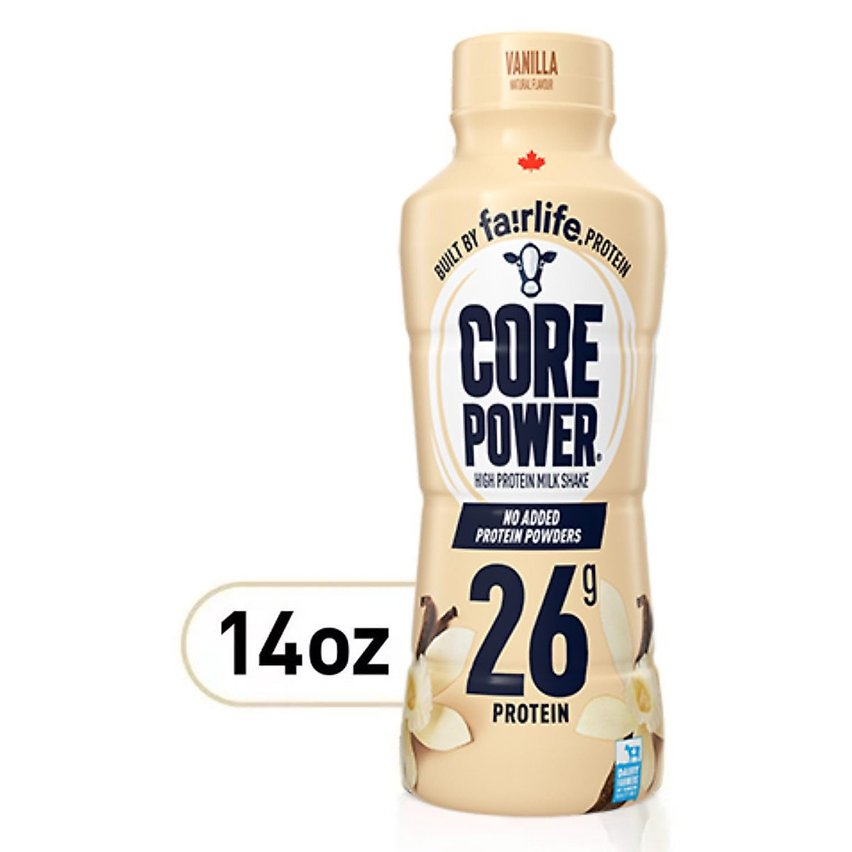 Fairlife Core Power 26g Protein Milk Shakes, Vanilla, Made with Canadian Milk, 414mL/14 fl. oz. (Pack of 12) Shipped from Canada