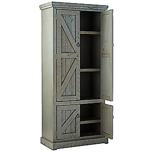 American Heartland Rustic Double Door Pantry, Rustic Dark Blue