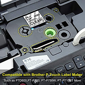 Labelife Compatible 24mm Label Tape Replacement for Brother P Touch Tze TZ Tape 24mm 0.94 Laminated Clear TZe-151 TZe151 1 Inch for Ptouch PTD600 PT-P710BT PT-P750W Label Maker, 4 Pack Black on Clear