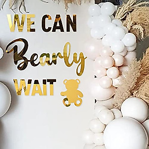 We Can Bearly Wait Teddy Bear Baby Shower Decorations, Baby Bear Sign, Baby Bear Sign,Decor for Teddy Bear Theme Girl Boy Baby Shower Birthday Party Decorations,Gender Reveal Door Hanging Photo Props