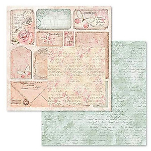 Stamperia Intl Double-Sided Paper Pad-Shabby Rose, 30.5 x 30.5 (12" x 12"), Multicoloured