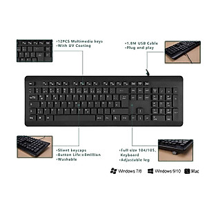 BoxWave Keyboard Compatible with ASUS ROG Zephyrus G14 WQXGA Laptop (GA402RJ) - AquaProof USB Keyboard, Washable Waterproof Water Resistant USB Keyboard - Jet Black