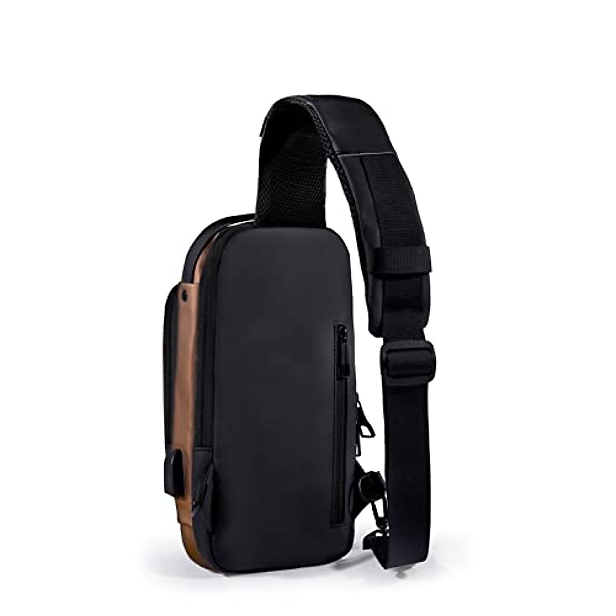 Anti theft Crossbody Sling bag,Waterproof Shoulder Backpack,Lightweight Chest Daypack with USB Charging Port,Fit for 7.9'' ipad mini(Black-2)