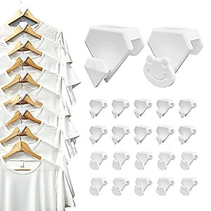 20 Pcs Hanger Hooks for Saving 7X Closet Space fits All Hangers, Value Pack Space Saving Closet Hanger Organizers for Hanger Connection, AS SEEN ON TV, Space Frog & Diamond for hangers, White
