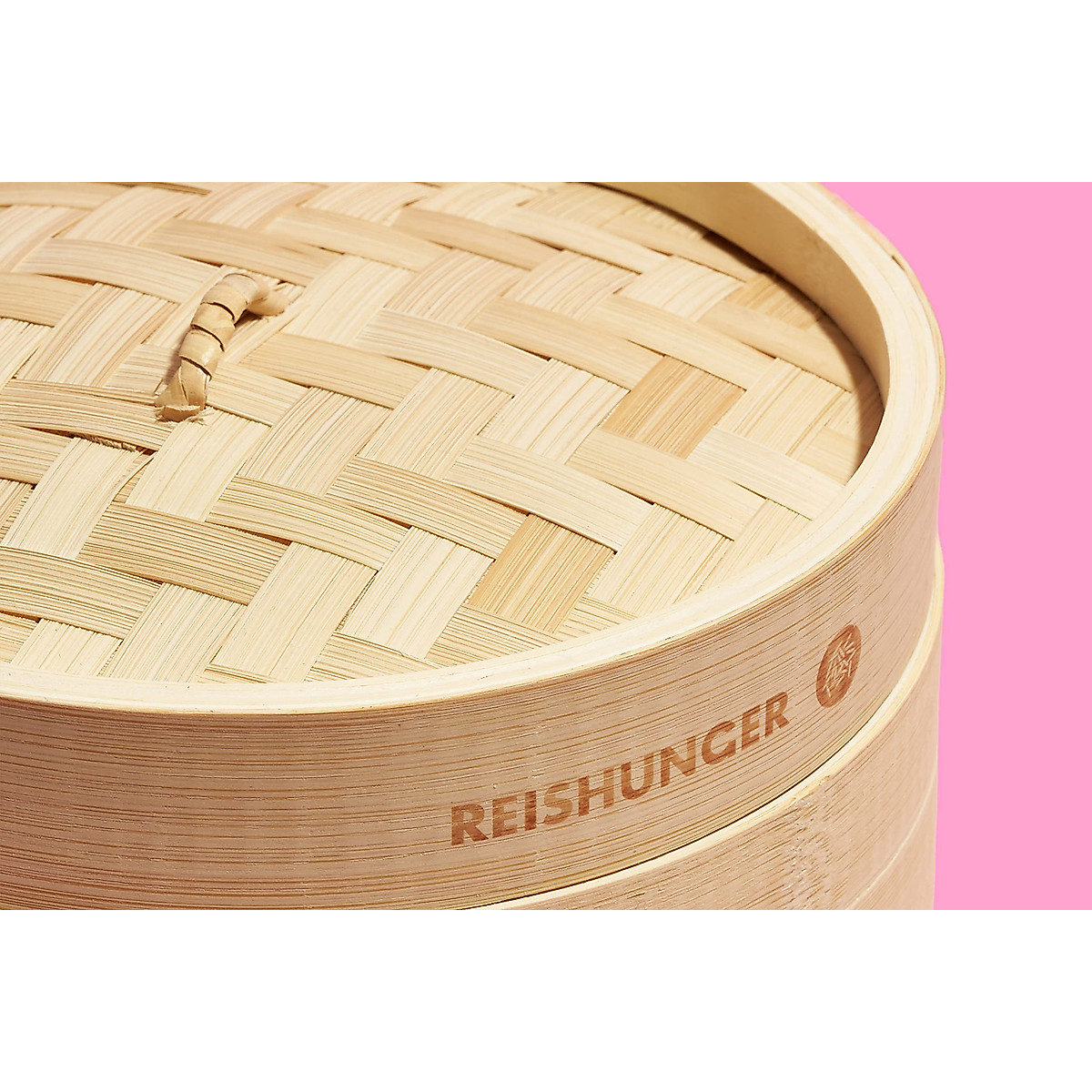 Reishunger Bamboo Steamer Handmade Basket, Traditional 2-Tier Design - 8 Inch - for Dumplings, Rice, Dim Sum, Vegetables, Fish and Meat - Incl. 2 Cotton Cloths
