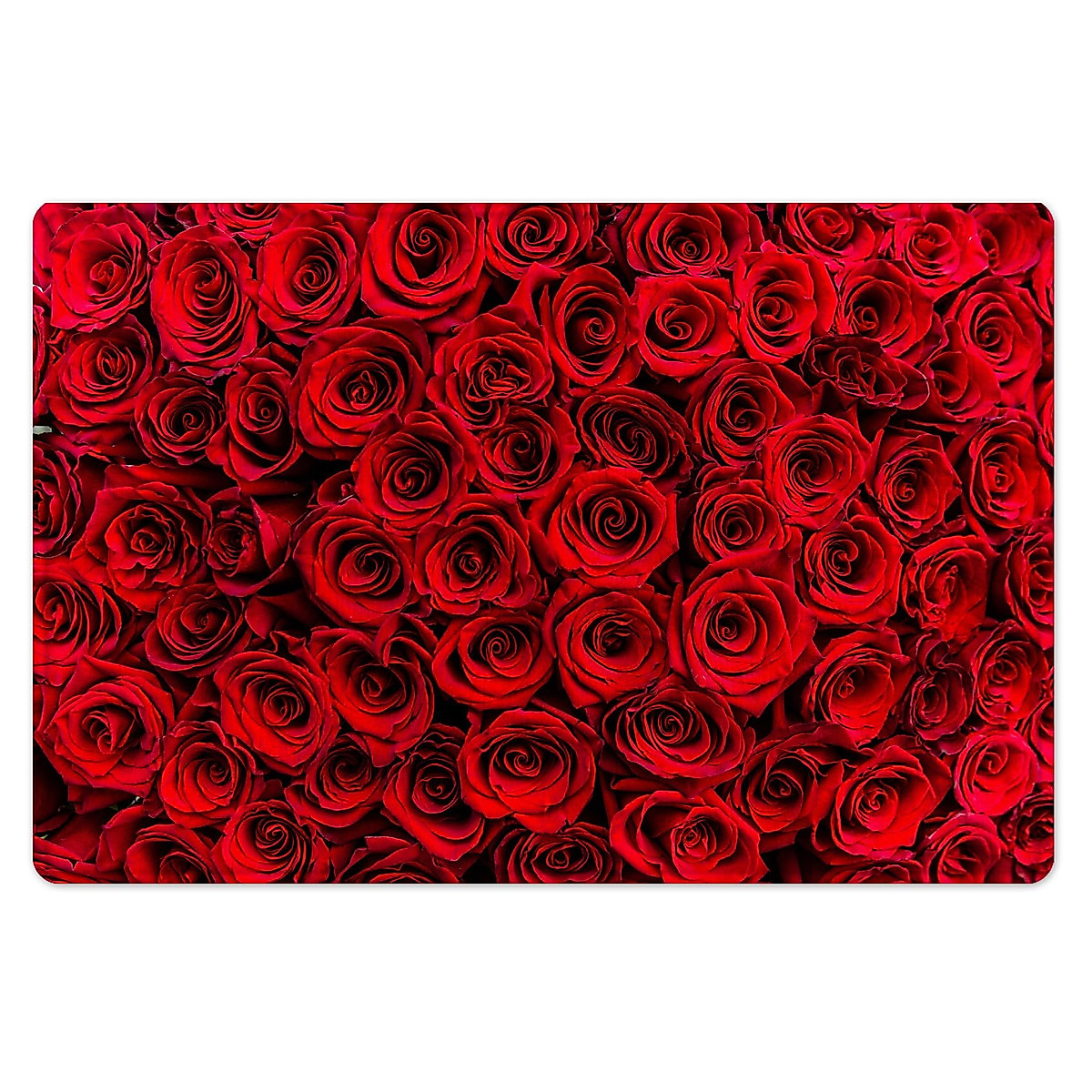 LB Happy Valentine's Day Bathroom Rug Red Rose Flower Bath Mat Romantic Floral Doormat Non Slip Memory Foam Super Absorbent Floor Mats,24Wx16H Inch