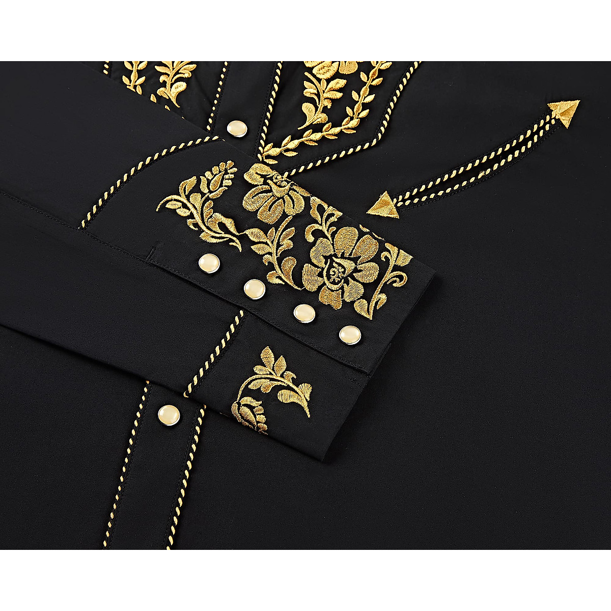 SALVAJE OESTE Embroidered Western Cowboy Shirts for Men Snap Button Long Sleeve Shirt with Western Cowboy Embroidery Black-Yellow