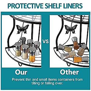 Tamomic 2 Tier Corner Bathroom Sink Organizer Countertop Shelves,Vanity Organizer Trays Shelf Storage with Decor Butterfly,Black