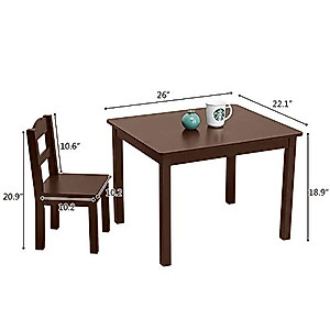 LBLWJD Kids Wood Table and Chair Set (4 Chairs Included) - Children's Furniture Ideal for Arts & Crafts, Snack Time, Homeschooling, Homework & More (Espresso)