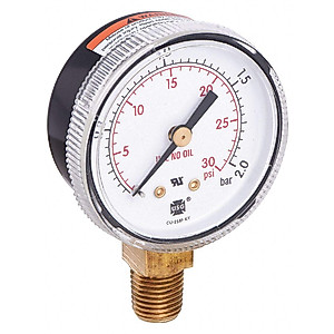 MILLER ELECTRIC Pressure Gauge,0 to 30 psi, 0 to 2 Bar,2