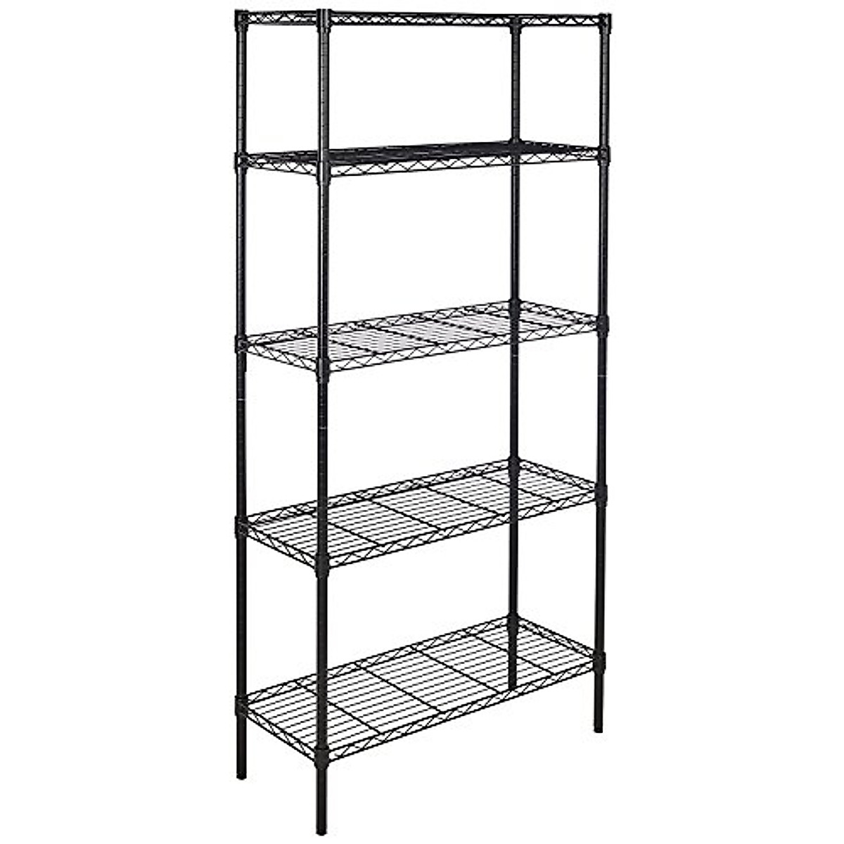 Amazon Basics 5-Shelf Adjustable, Heavy Duty Storage Shelving Unit (350 lbs loading capacity per shelf), Steel Organizer Wire Rack, Black (36L x 14W x 72H)