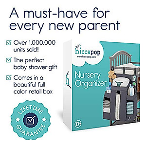 hiccapop Hanging Diaper Organizer for Changing Table, Cribs and Walls, Diaper Stacker and Nursery Organizer | Hanging Storage Caddy Organizer for Baby Essentials |