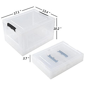 Sandmovie 32 Quart Clear Plastic Folding Storage Bin, Clear Latch Totes with Lids, 4 Pack