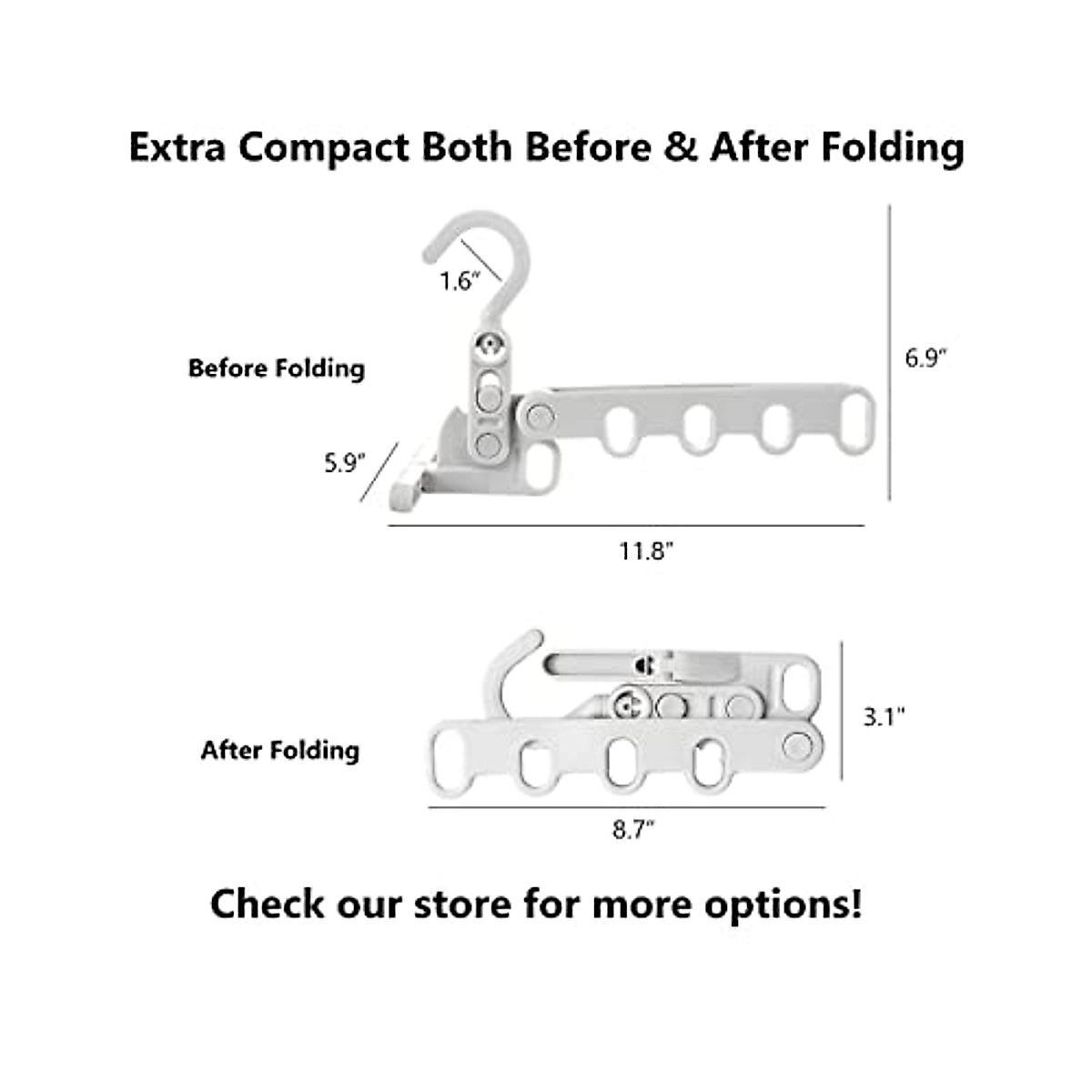 Folding Clothes Hanger, Portable Mini Drying Rack Closet Organizer Space Saver for Indoor, Travel, Camping