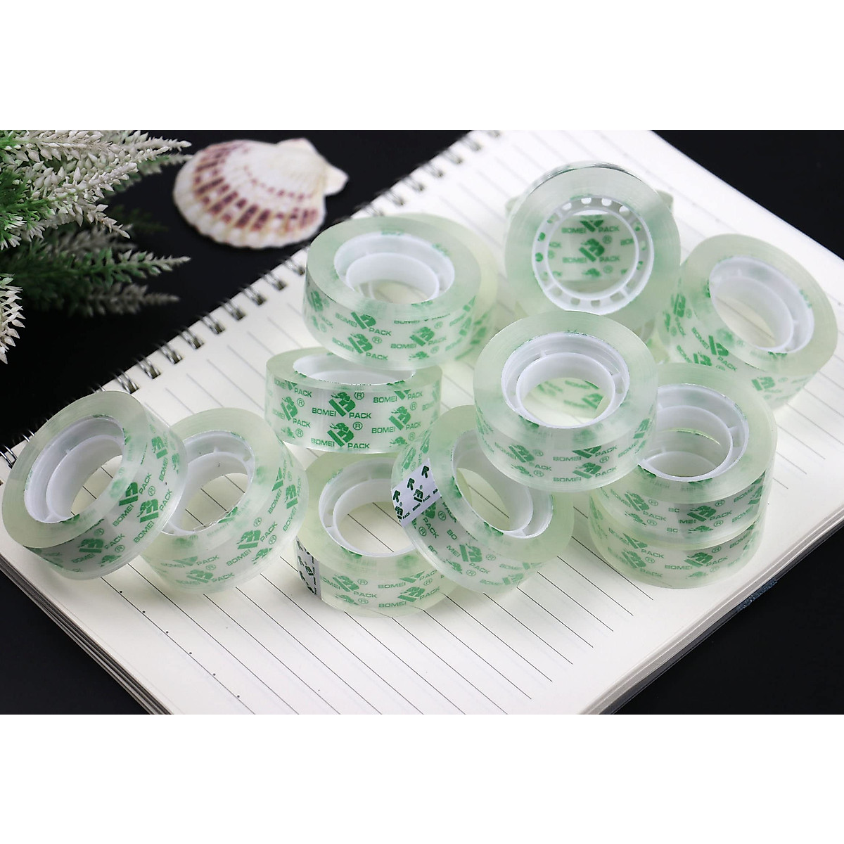 BOMEI PACK 14Rolls Crystal Clear Tape, Transparent Tape Refills for Dispenser, Crafters Tape for Gift Wrapping, Home, School Office Supplies, 3/4Inch x 1000 inch