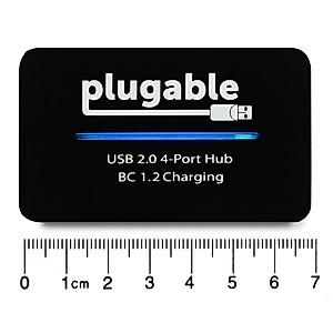 Plugable USB 2.0 4-Port High Speed Hub with 12.5W Power Adapter, Driverless