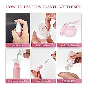 JOLY FANG Leak Proof Travel Bottles Set, 17pcs Silicone Travel Container for toiletries, TSA Approved travel Size Bottles, BPA Free