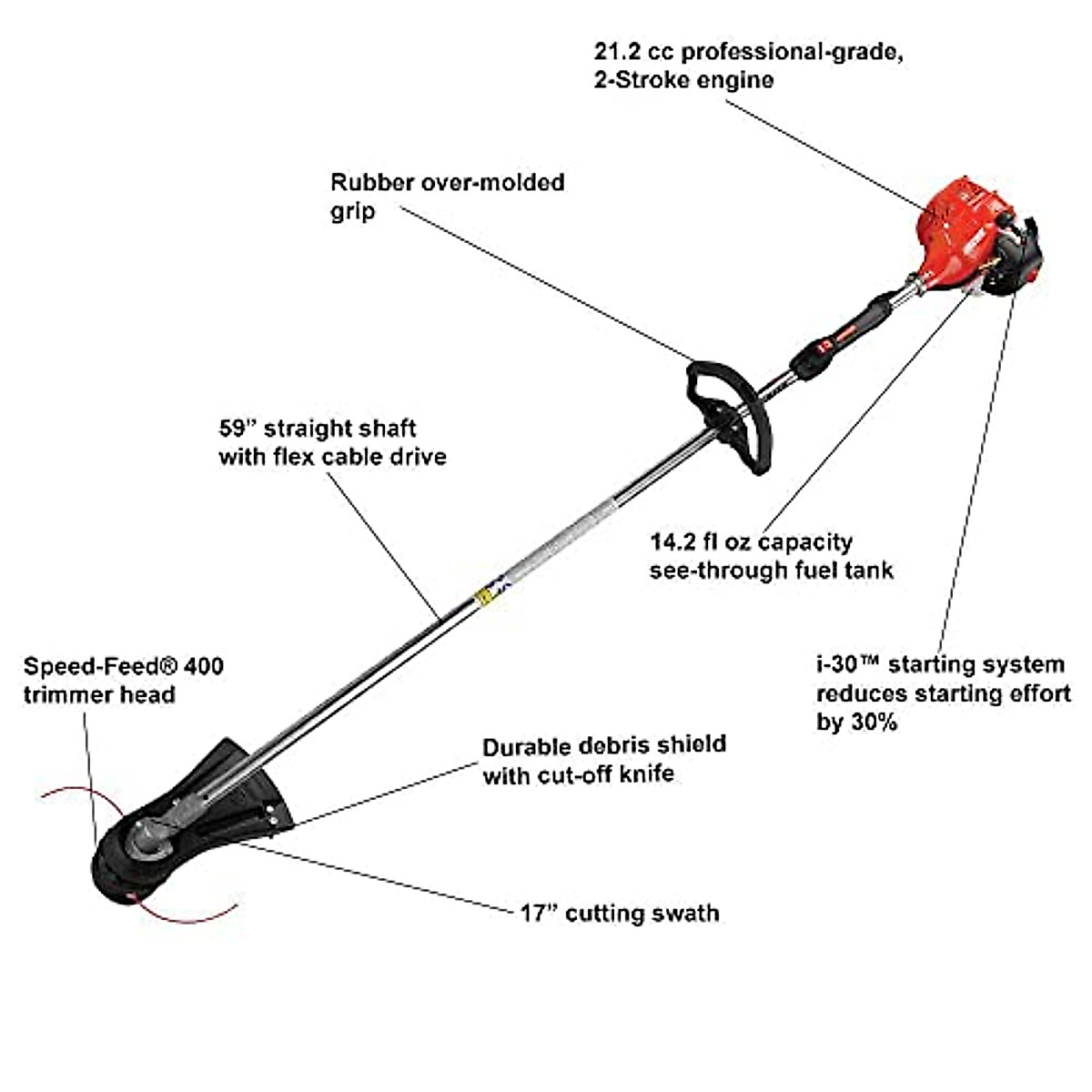 Echo 21.2Cc Straight Shaft Trimmer With I-30 Starter