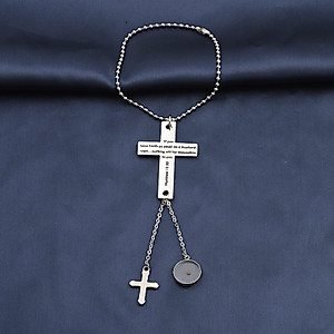 BAUNA Car Cross Hanging Ornament with Faith Real Mustard Seed Pendant Inspirational Bible Verse Car Pendant Home Vehicle Interior (Mustard Seed Pendant)