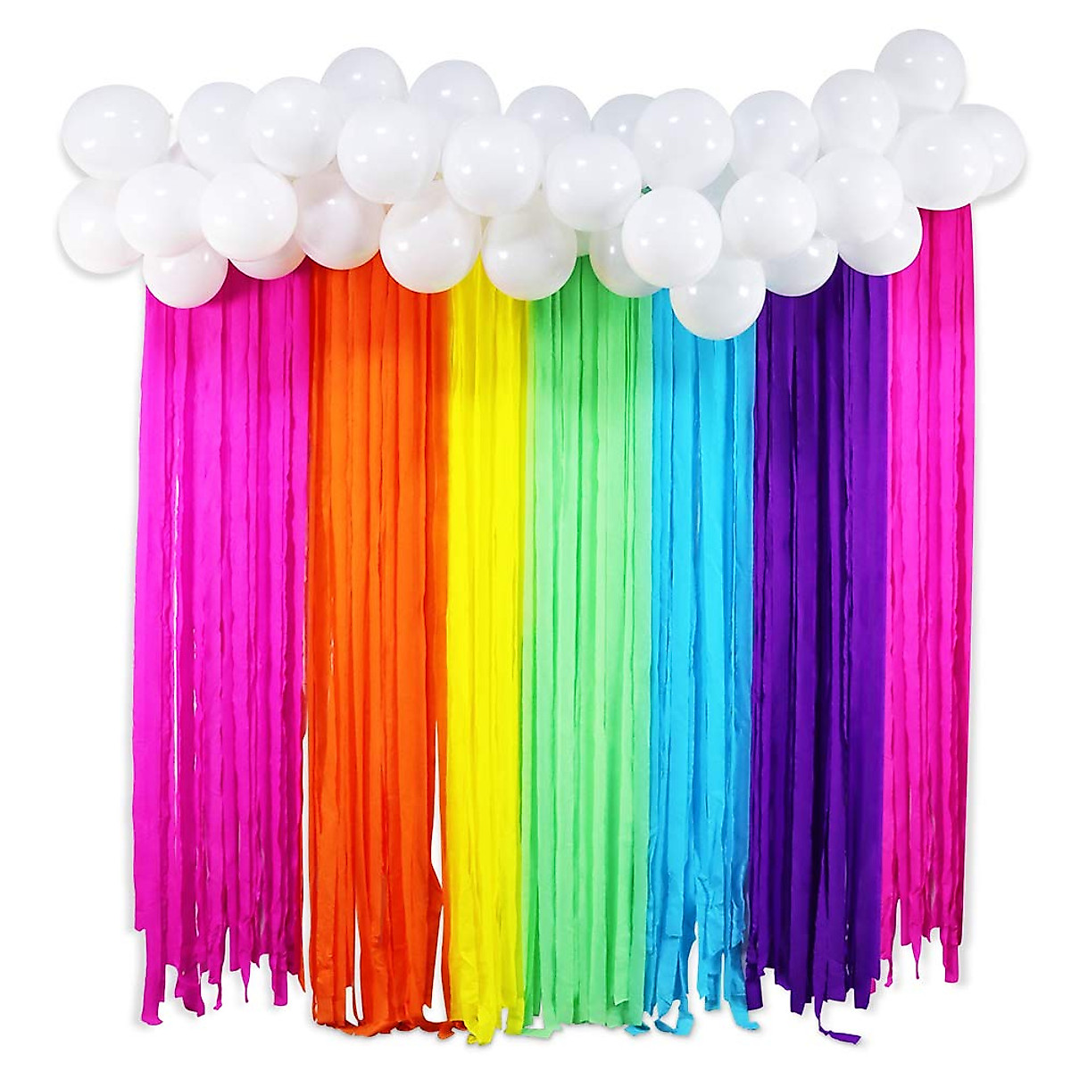 Rainbow Party Backdrop with Balloon Garland, Rainbow Cloud Birthday Photo Backdrops Props Booth Rainbow Balloon Arch Kit for Kids Rainbow Birthday Decorations Baby Shower Photography