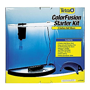 Tetra ColorFusion Starter aquarium Kit 3 Gallons, Half-Moon Shape, With Bubbler And Color-Changing Light Disc