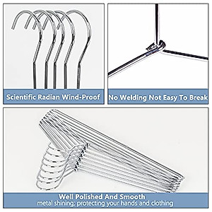 Amber Home Heavy Duty Metal Shirt Coat Hangers 30 Pack, Stainless Steel Clothes Hanger with Polished Chrome, 17 Inch Silver Metal Wire Hanger