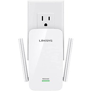 Linksys WiFi Extender WiFi 5 Range Booster, Dual-Band Booster, 1,000 Sq. ft Coverage, Speeds up to (AC750) 750Mbps - RE6300