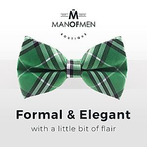 Man of Men Green Bow Ties for Men, Green Bow Tie, Green Bowtie - Green Plaid