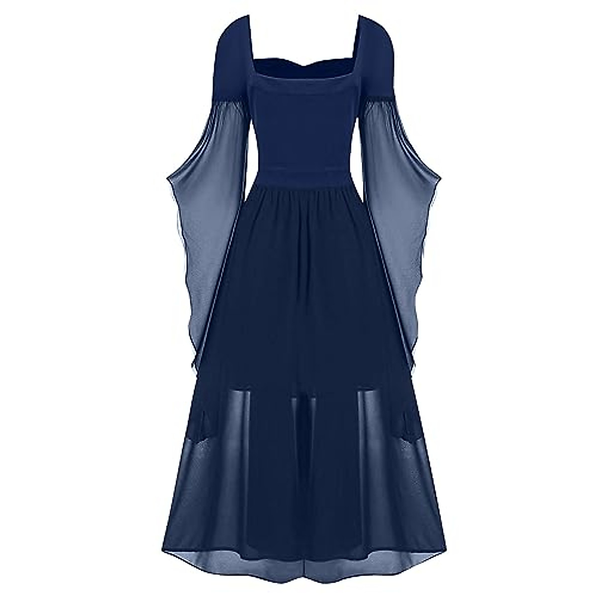 Halloween Costumes for Women Corset Mesh Gothic Steampunk Dress Goth Dress for Women Black Gothic Dress Ren Faire Corset Costume Scary Halloween Costumes for Women（3-Blue,X-Large）