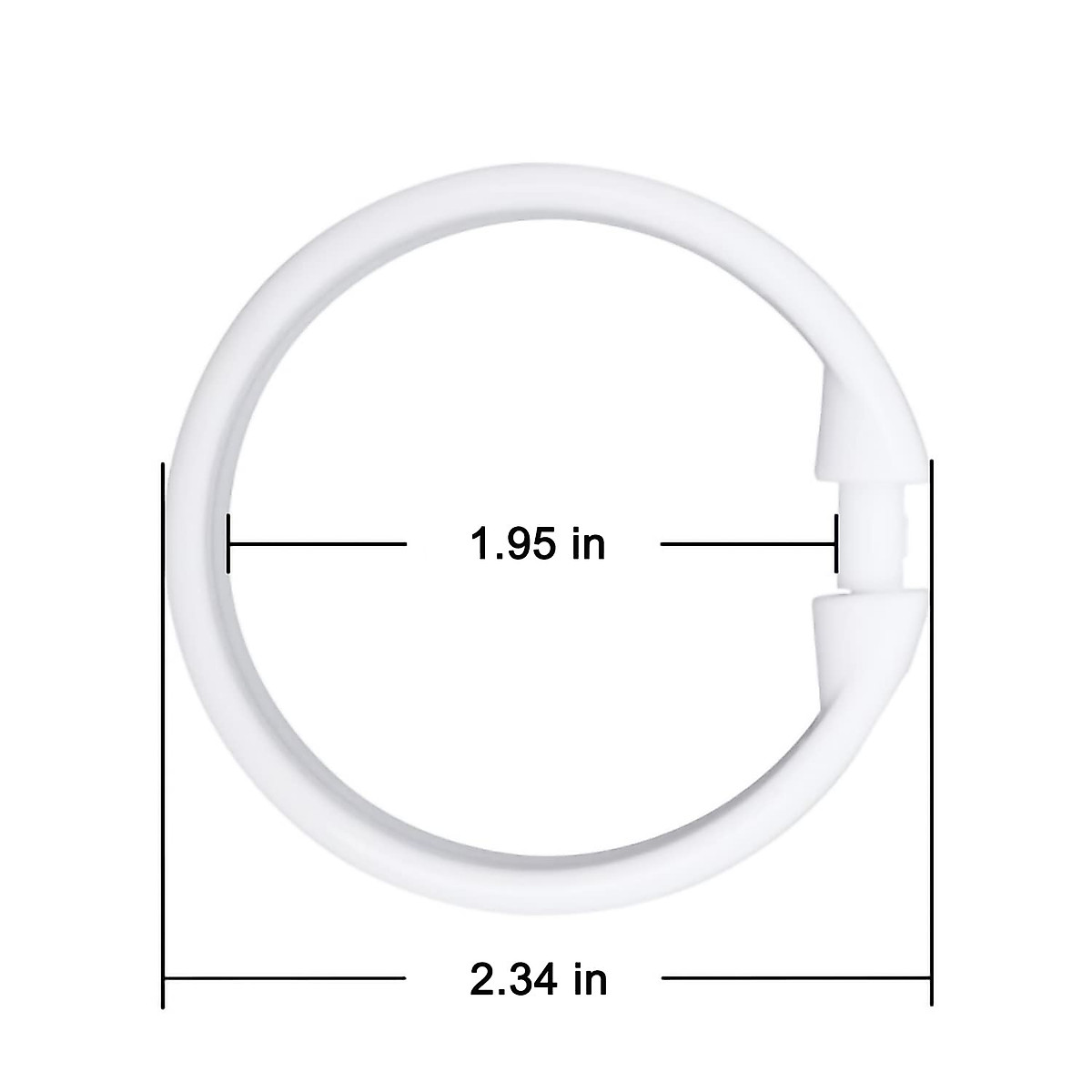 Kutesna 12 PCS White Plastic Shower Curtain Rings, Easy Snap Closure Shower Curtain