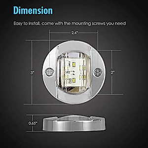 TCTAuto Blue Marine LED Lights for Boats Courtesy Cabin Stern Transom Interior Navigation Lights 3 Inch 6-2835-SMD LEDs 12V Round with Clear Lens Waterproof, Pack of 4