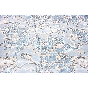 Unique Loom Paris Collection Pastel Tones Traditional Distressed Light Blue Area Rug (9' 0 x 12' 0)