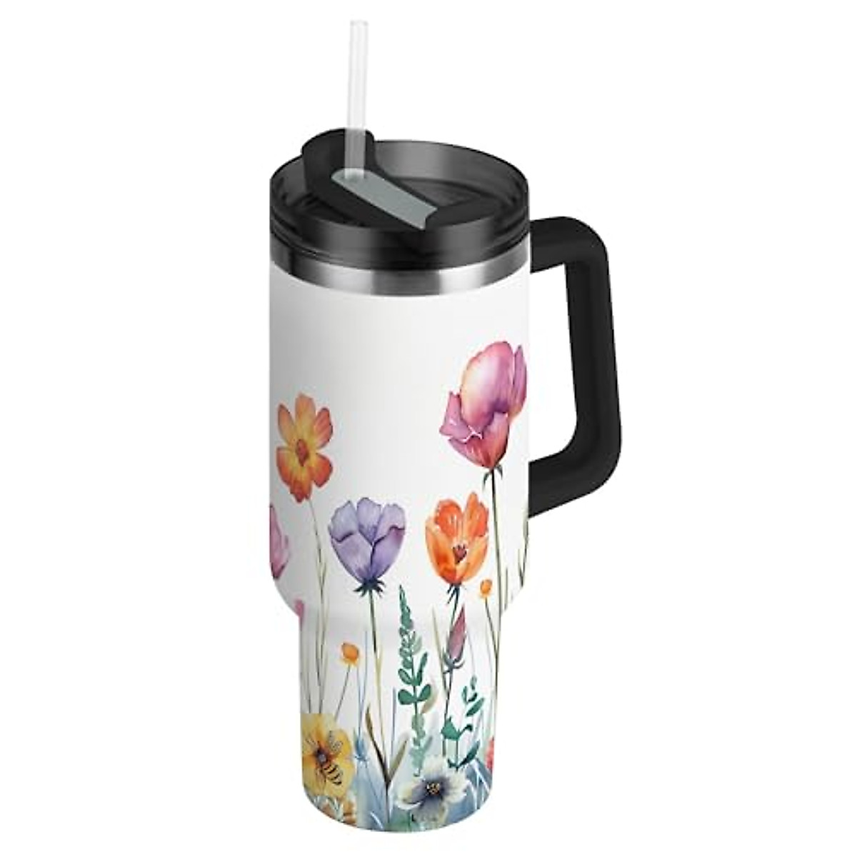 FRCSDIY Cartoon Planet Insulated Tumbler with Handle and Straw Lid,30oz Leakproof Stainless Steel Cup BPA-Free Water Bottle