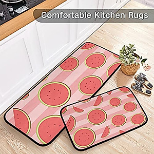 Pieces Watermelons Kitchen Rugs and Mats Set 2 Piece Non Slip Washable Runner Rug Set of 2 for Kitchen Floor Home Sink Ladunry Office