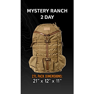 Mystery Ranch 2 Day Backpack - Tactical Daypack Molle Hiking Packs, Coyote, L/XL