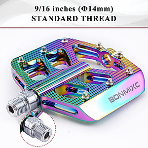 BONMIXC Bike Pedals MTB Pedals Non-Slip BMX Pedals Sealed Bearing Fashion Flat Road Bike Pedals 9/16" Oil Slick