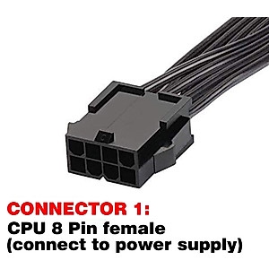 TeamProfitcom ATX CPU 8 Pin Power Extension Cable CPU 8 Pin Female to 8(4+4) Pin Male EPS-12V Extension Cable for Motherboard 32 Inches