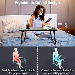 MIIRR Foldable Lap Desks for Laptop, 23.6 inch Laptop Tray Table, Portable Bed Tray Table, Laptop Desk for Working, Writing and Eating (Black)