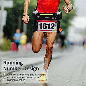 PYFK Upgraded Running Belt with Water Bottles, Hydration Belt for Men and Women, Water Bottle Holder Running Pouch Belt, Fanny Pack Fits 7 inches Phones, Waist pack for Running Hiking (Green)