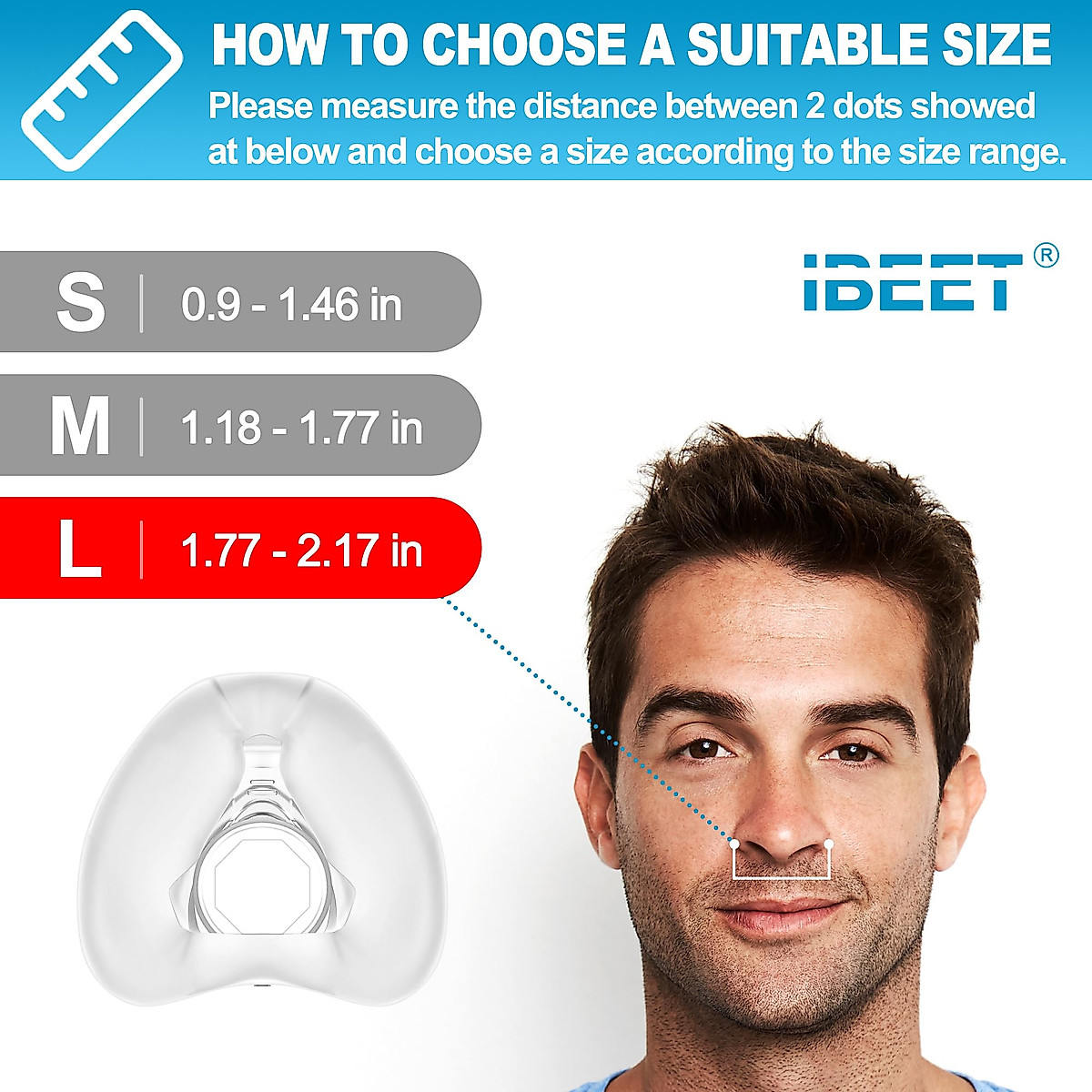 2PCS Replacement Cushion (Large) for Wisp - Cosy Fit for Secure Seal, IBEET Replacement Nasal Supplies, Large