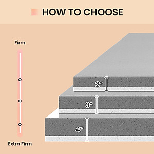 BedStory Extra Firm Mattress Topper Queen Size 3 Inch - Memory Foam Mattress Topper for Back Pain Relief - Gel & Bamboo Charcoal Infused Cooling Pad - Ergonomic Bed Topper, CertiPUR-US Certified