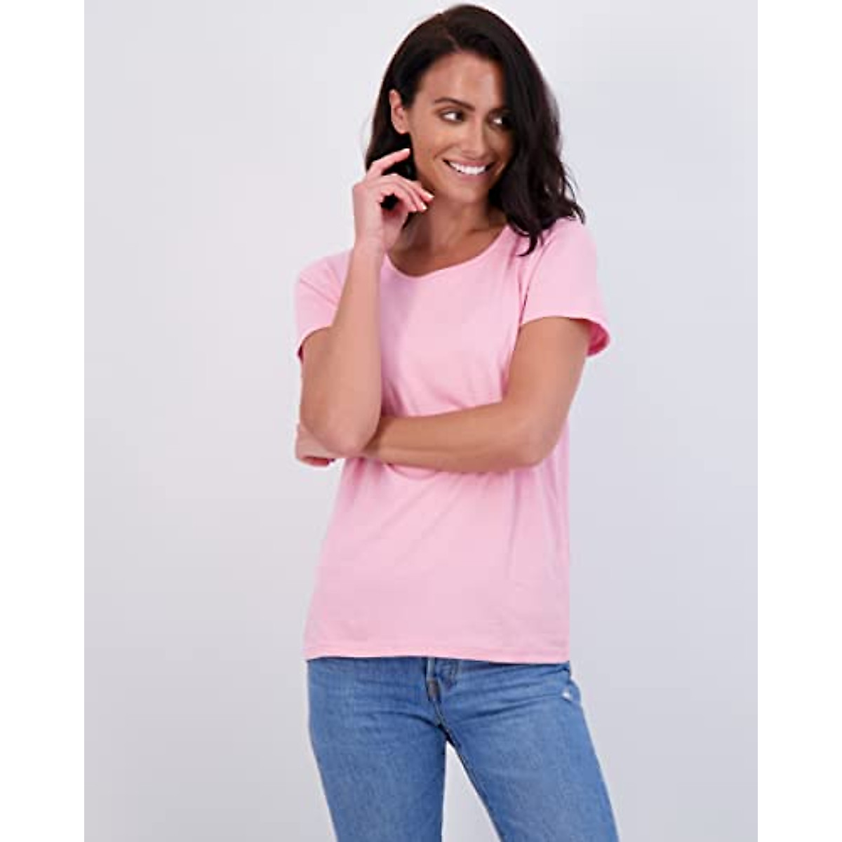 4 Pack: Womens Cotton Crew Neck Scoop Short Sleeve T-Shirt Women Shirt Tshirt Tshirts Shirts Athletic Tee Tops Casual Blouse Tees Lounge Ladies Basic Workout Classic Relaxed Loose Fit - Set 4,L