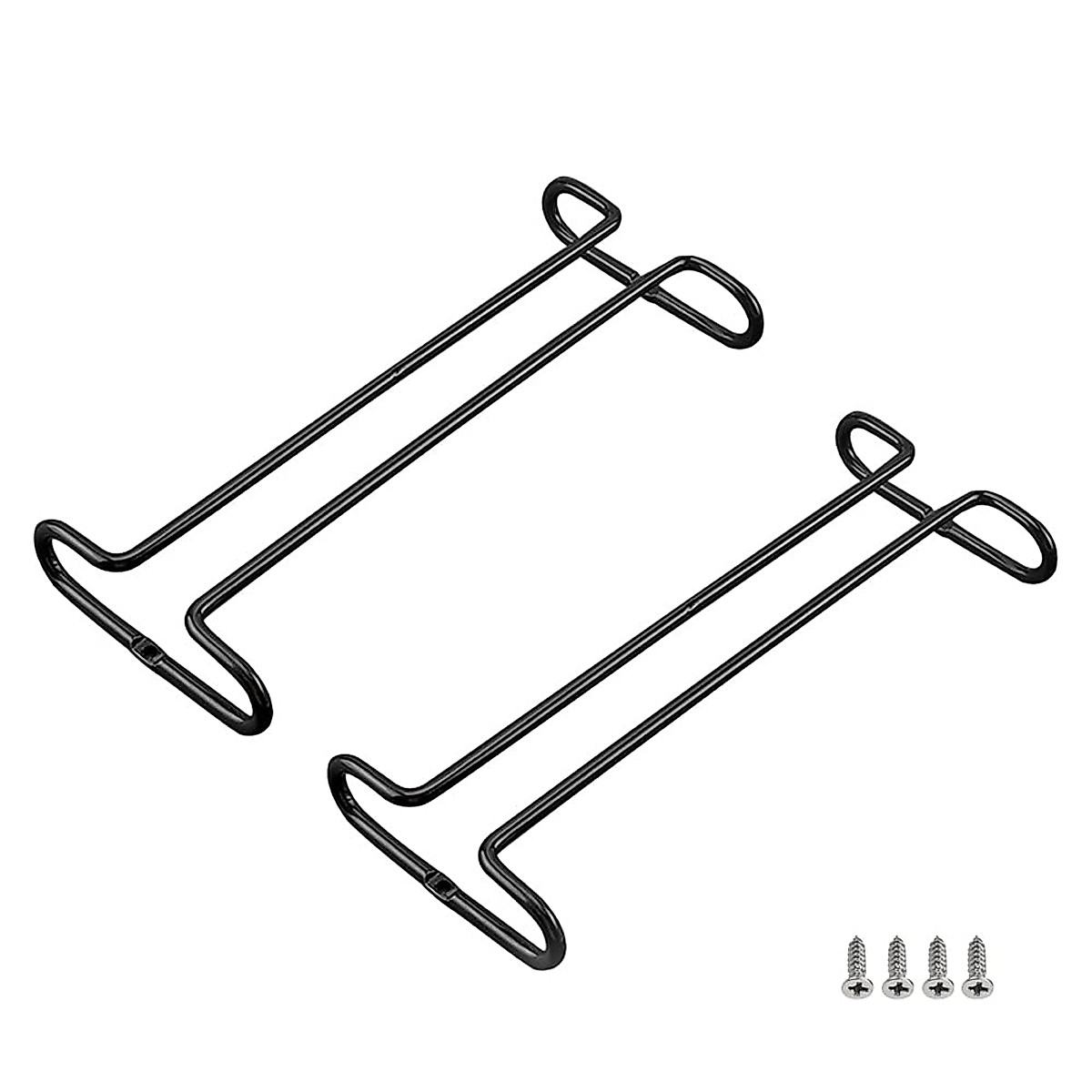 GeLive 10 Inch Set of 2 Under Cabinet Wine Glass Rack Stemware Holder Glass Storage Hanger Organizer for Kitchen and Bar (Black)