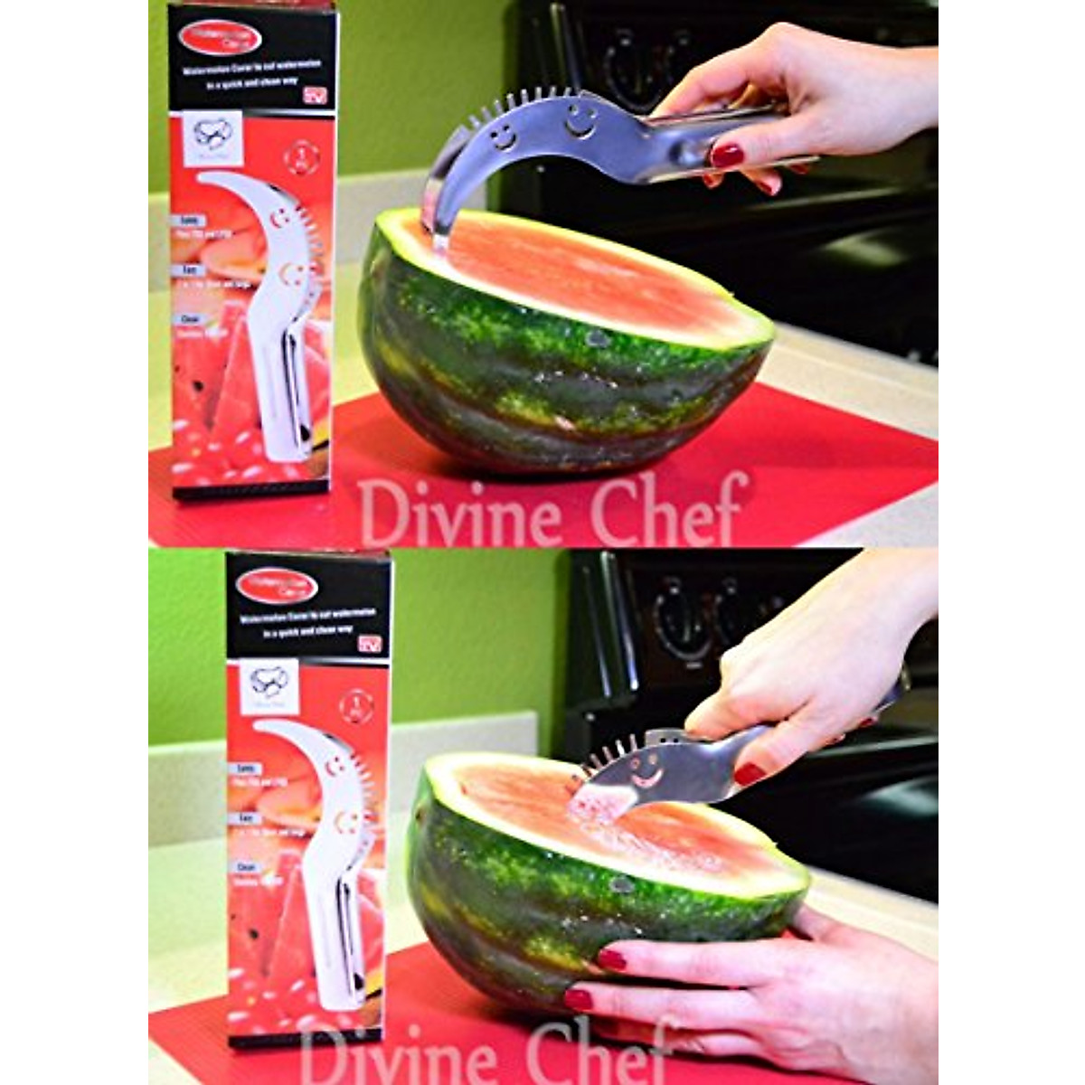 As Seen On TV Watermelon Slicer & Corer by Divine Chef | Satisfaction Gaurantee! | Cut Watermelons quickly, and easily without the mess