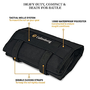 Odinsberg Motorcycle Tool Roll Bag Tools NOT Included - Small Tool Bag Wrench Roll Up Tool Bag Organizer Pouch Wrap Motorcycle Tool Kit Box For Harley Enduro Dirt Bike UTV Motorcycle Accessories Gear